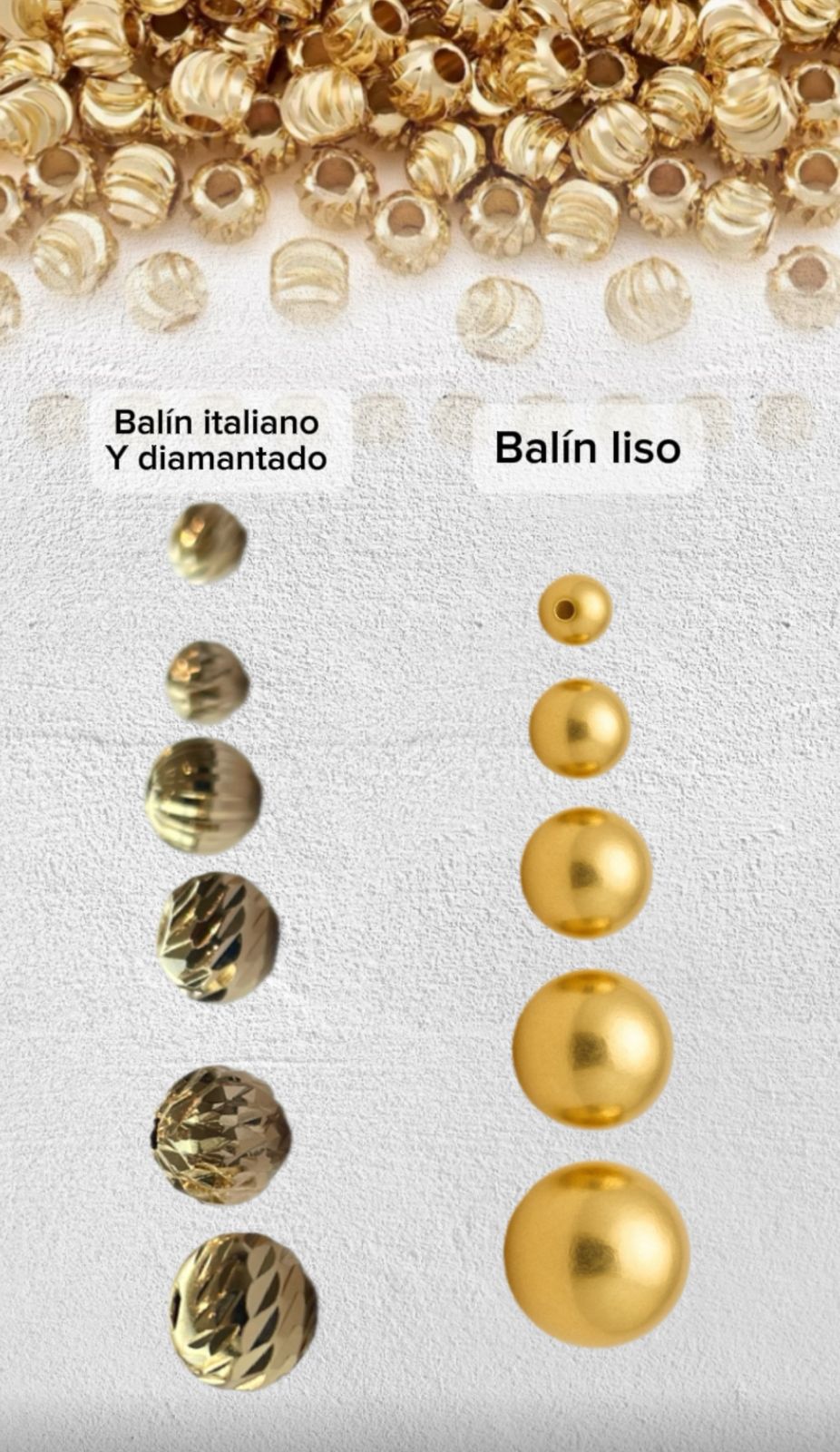 Combo Variado de Balines en Oro Laminado 18K – 24 Unidades – akhal joyeria